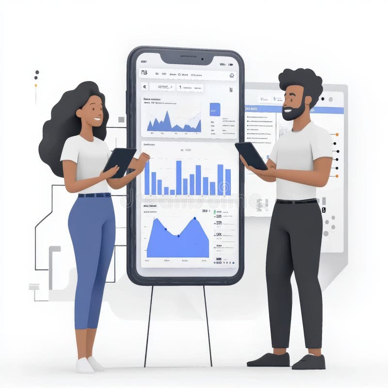Data Analysis Teamwork Diverse Colleagues Reviewing Charts on a Large ...