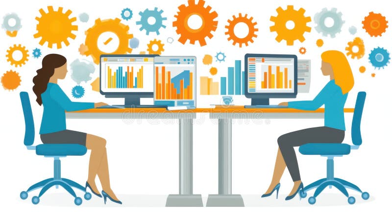 Data Analysis Teamwork stock illustration. Illustration of teamwork ...