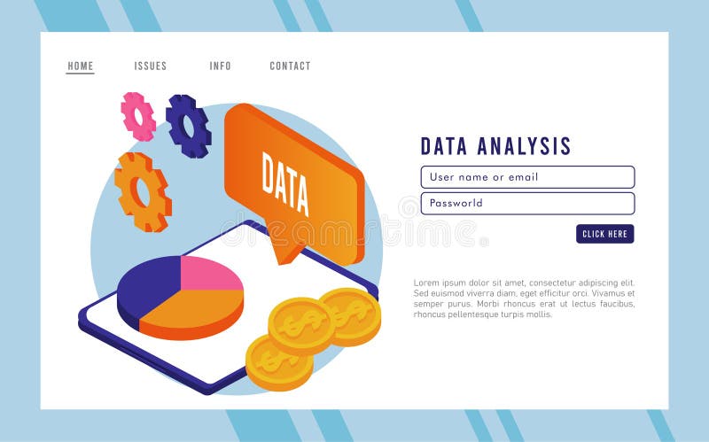Data Analysis Tech with Tablet Device and Statistics Pie Stock Vector ...