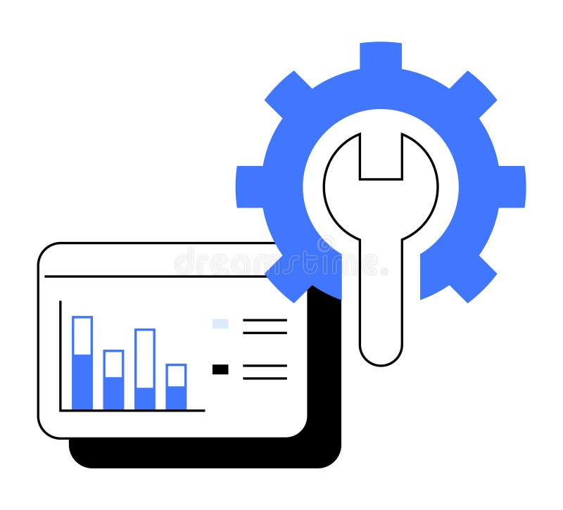 Data Analysis and Technical Support Symbol with Gear and Graph Stock ...