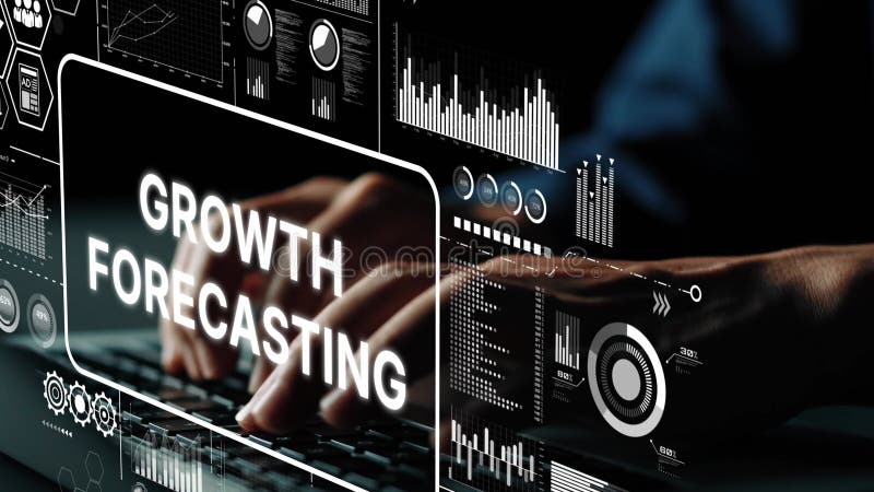 Growth Forecasting Concept with Hands on Keyboard and Digital Data ...