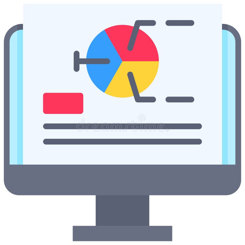 Data Analysis, Telecommuting or Remote Work Icon, Vector Illustration Stock Vector ...