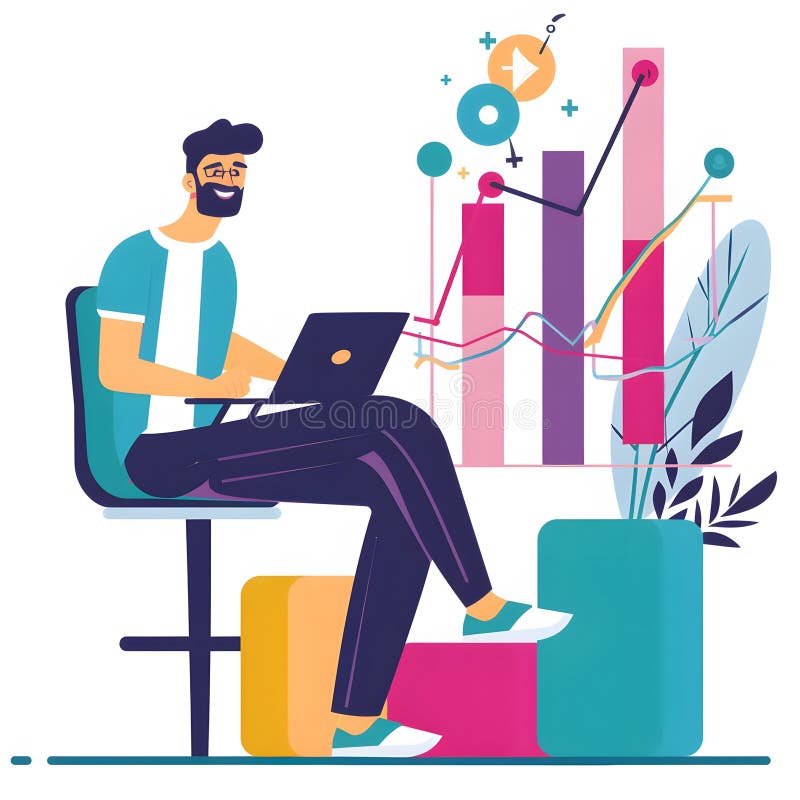 Creative Analysis - Man Using Laptop for Financial Growth, Ai Generated ...