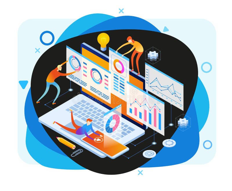 Data Analysis Tool Web Banner Stock Vector - Illustration of computer ...