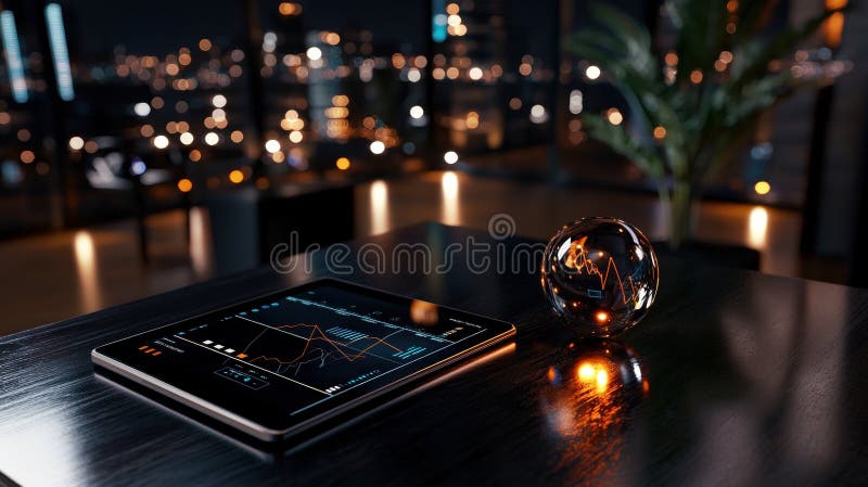 Data Analysis Tools Modern High-rise Office Digital Interface Night ...
