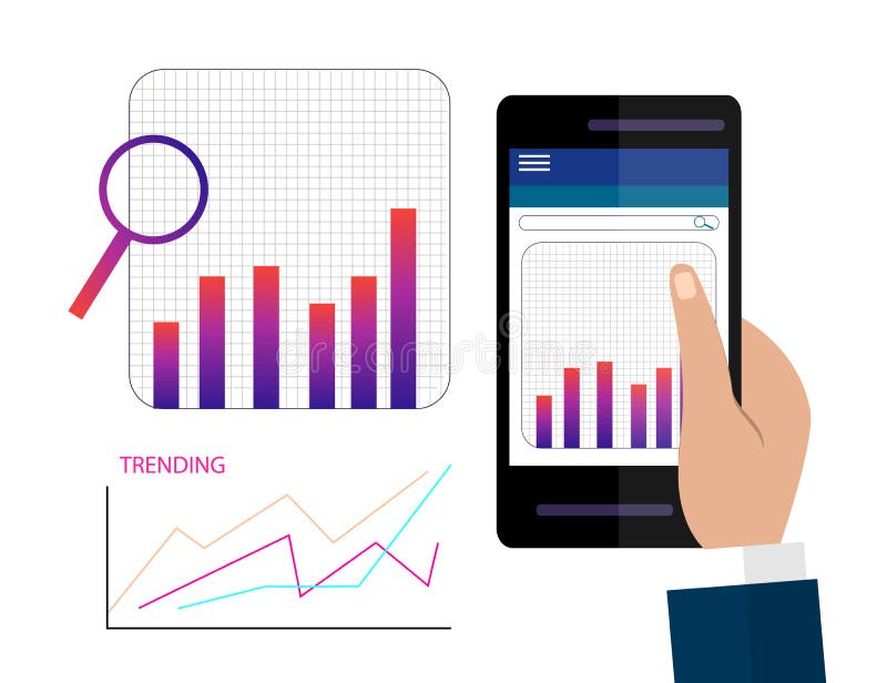 Data Analysis Using Modern Electronic and Mobile Devices Concept Flat ...