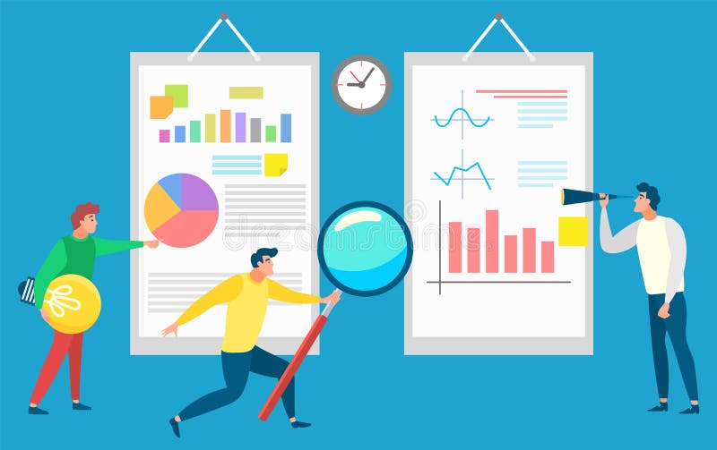 People with Infocharts and Infographics Analysis Stock Vector ...