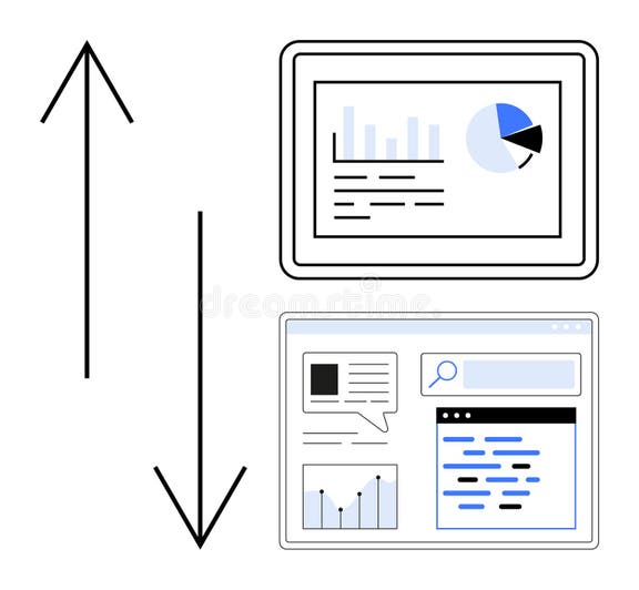 Data Analysis Visualization on Digital Screens with Interactive Arrows ...