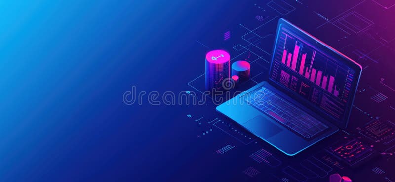 Data Analysis Visualization with Laptop, Graphs, and Charts in Vibrant ...