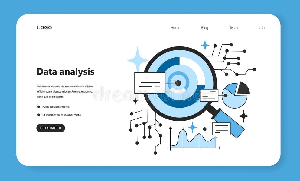 Data Analysis Web Banner or Landing Page. Artificial Neural Network Stock Vector - Illustration ...