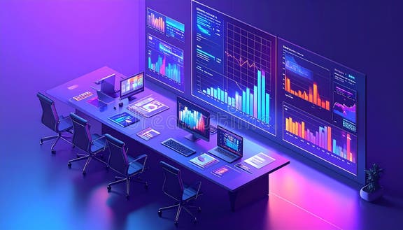 Data Analysis Workstation Virtual Office Digital Displays Modern ...