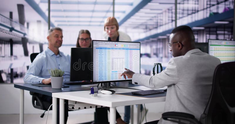 Data Analyst African Woman Using Spreadsheet Stock Photo - Image of ...