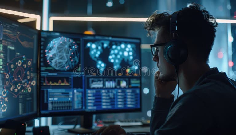 A Data Analyst is Busy at Work in the Office Analyzing Graphs and ...