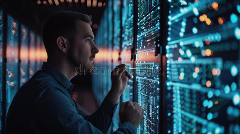 Data Analyst Interpreting Information on Monitors AIG41 Stock ...