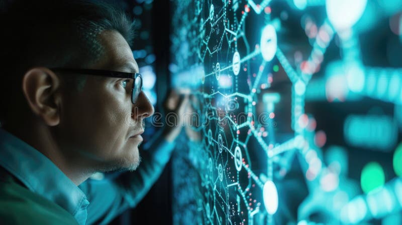 Data Analyst Interpreting Information on Monitors AIG41 Stock ...