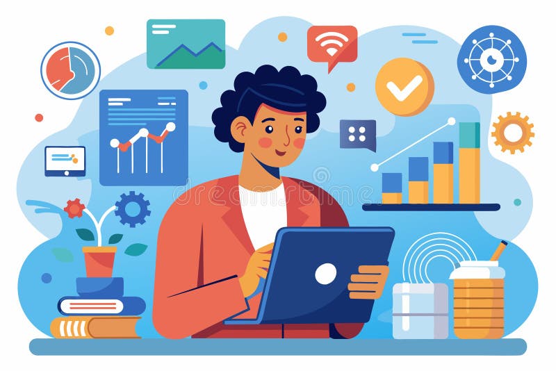 A Data Analyst Engaged in Analyzing Data on a Tablet in a Contemporary ...