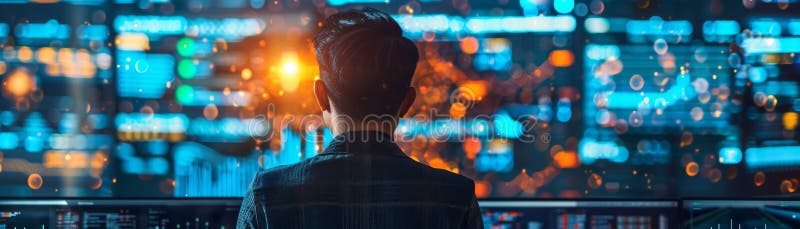 Data Analyst Engineer Monitoring Screen System Software Technology Control Center Stock ...