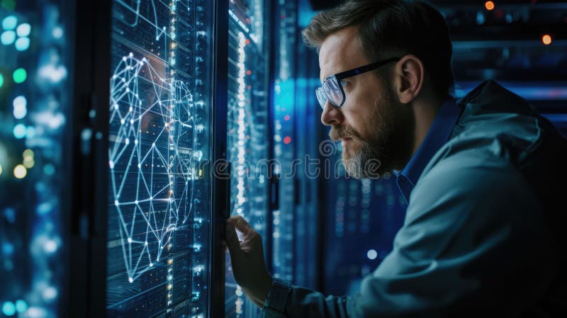 Data Analyst Interpreting Information on Monitors AIG41 Stock ...