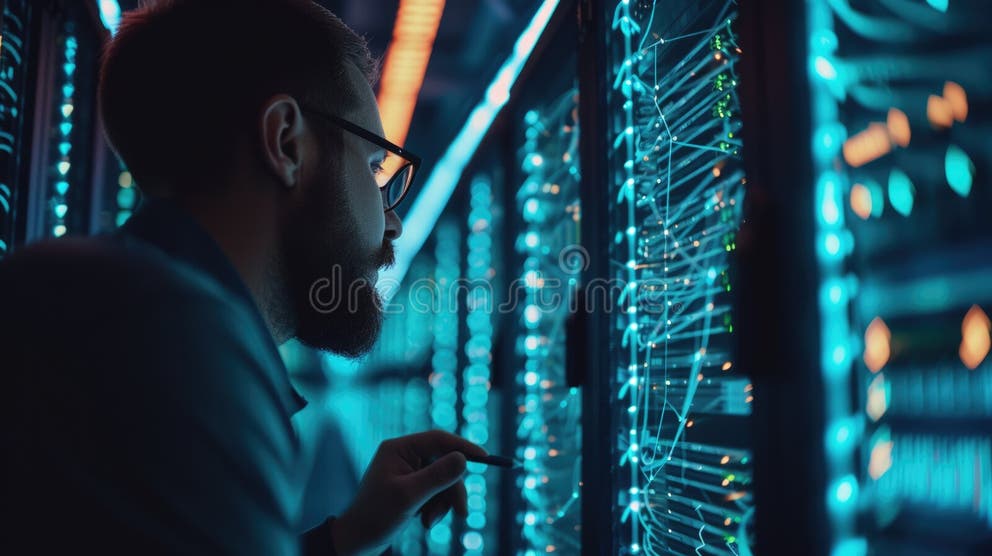 Data Analyst Interpreting Information on Monitors AIG41 Stock ...