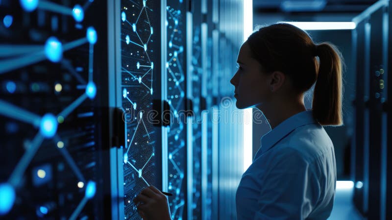 Data Analyst Interpreting Information on Monitors AIG41 Stock ...