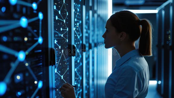 Data Analyst Interpreting Information on Monitors AIG41 Stock ...