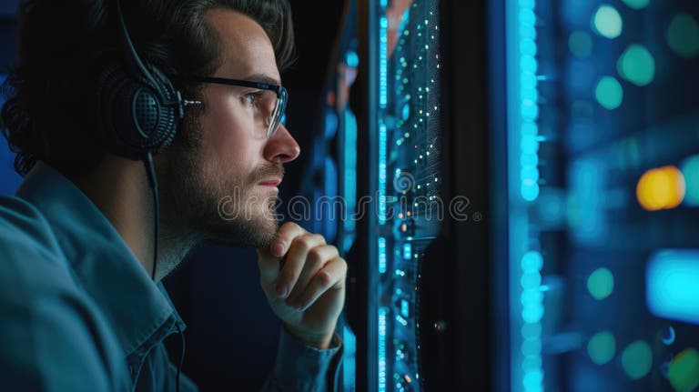 Data Analyst Interpreting Information on Monitors AIG41 Stock ...