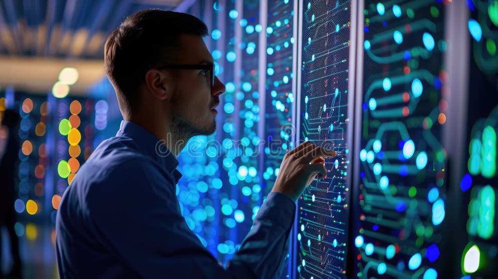 Data Analyst Interpreting Information on Monitors AIG41 Stock ...