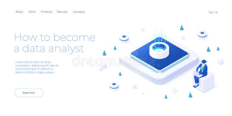 Data Analyst or Scientist Concept in Isometric Vector Illustration. Big ...