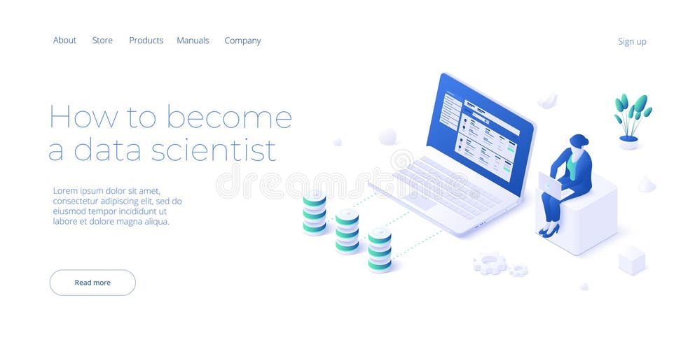 Data Analyst or Scientist Concept in Isometric Vector Illustration. Big Data Analysis or ...