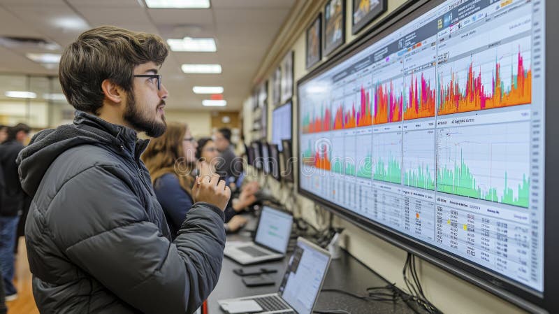 Data Analyst Studying Complex Charts in Tech Environment Stock ...