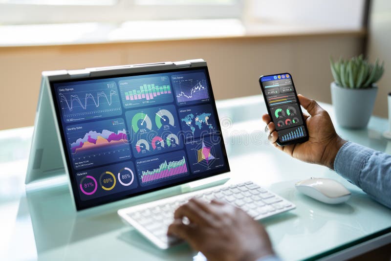 Data Analyst Using Data Analytics KPI Stock Photo - Image of computer ...