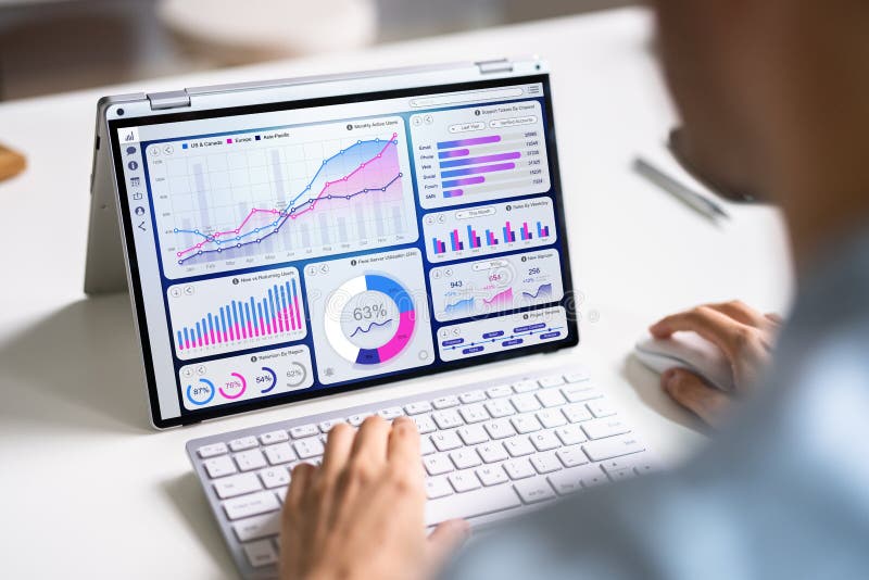 Data Analyst Using Data Analytics Dashboard Stock Image - Image of ...