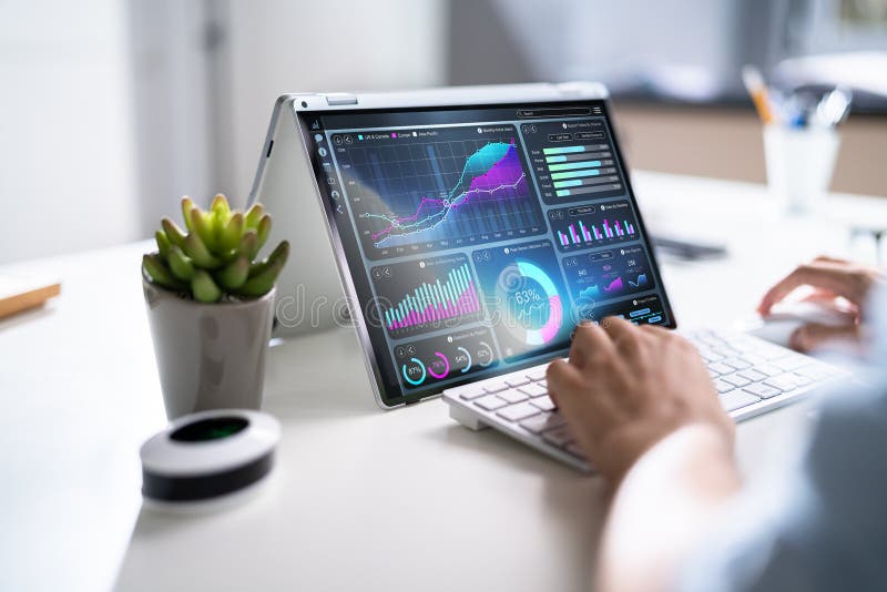 Data Analyst Using Data Analytics Dashboard Stock Image - Image of desk ...