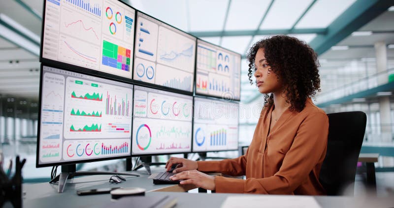 Data Analyst Using Data Analytics KPI Stock Image - Image of broker ...