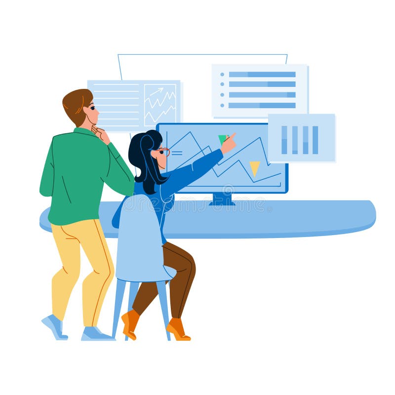 Data analyst vector stock vector. Illustration of finance - 239412372