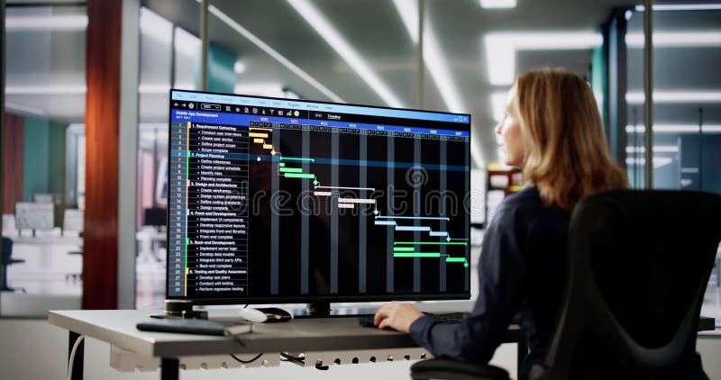 Data Analyst Woman Using Spreadsheet Stock Image - Image of mature ...