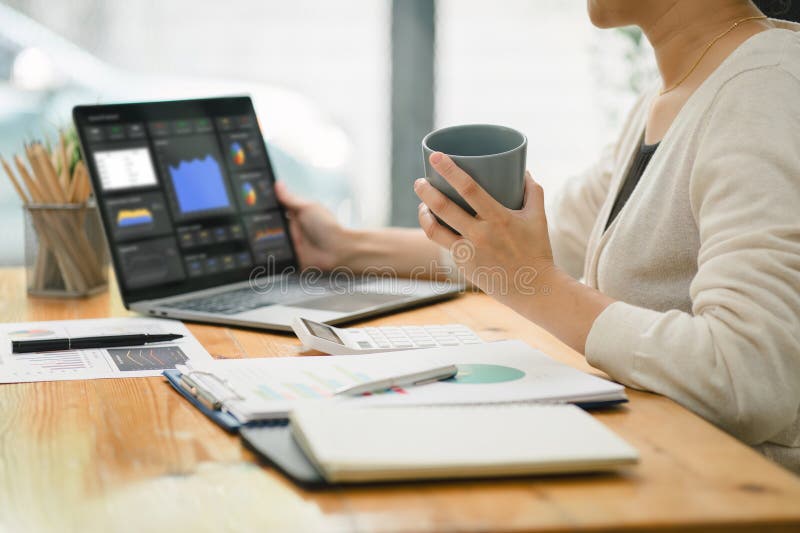 The Data Analyst Woman Working on a Business Analytics Dashboard ...