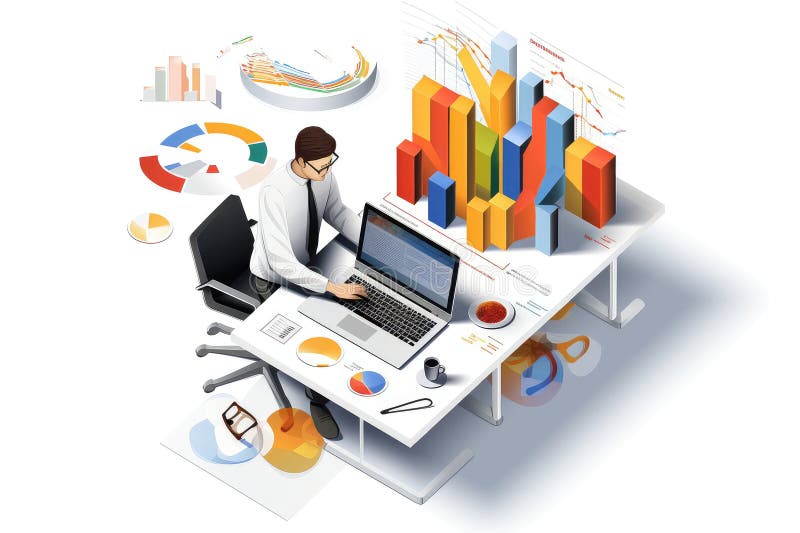 Data Analyst during the Work 3d Colorful Illustration - Generative AI ...