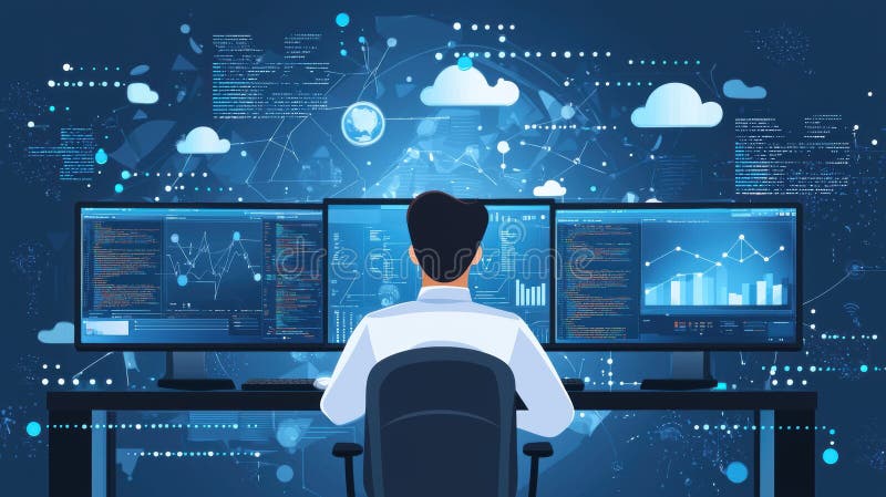 Data Analyst Working with Big Data and Cloud Technology Stock ...