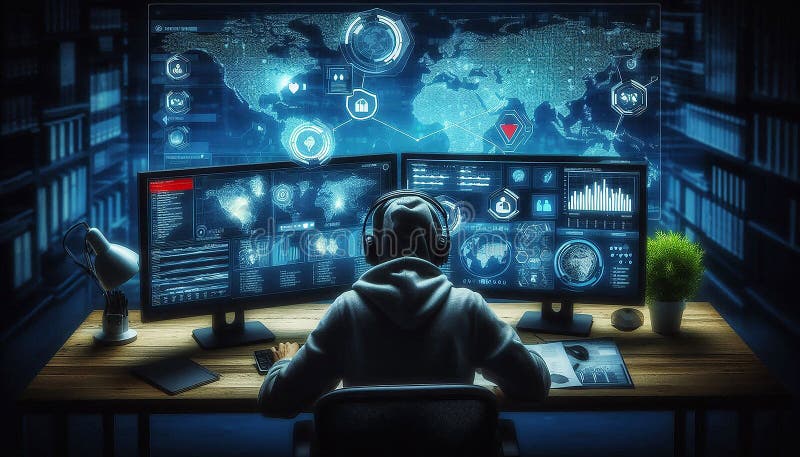 Data Analyst in HighTech Environment Stock Illustration - Illustration ...