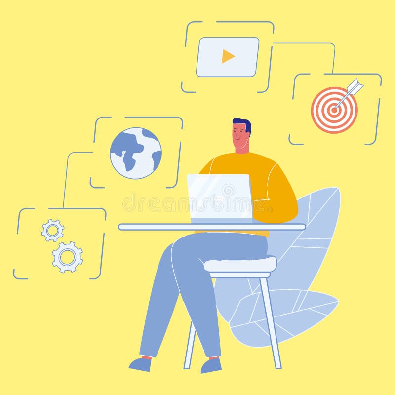 Data Analyst Working on Laptop Vector Illustration Stock Vector ...