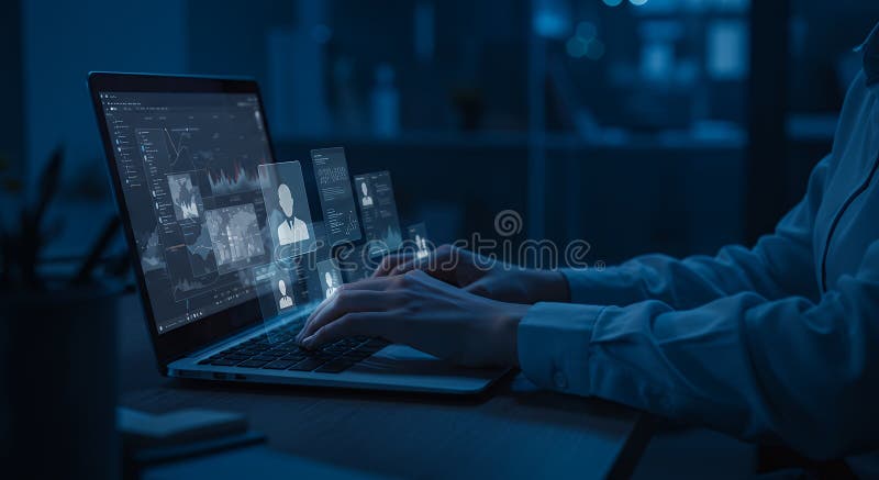 Data Analyst Working Late, Cybersecurity, Financial Data, User Profiles ...