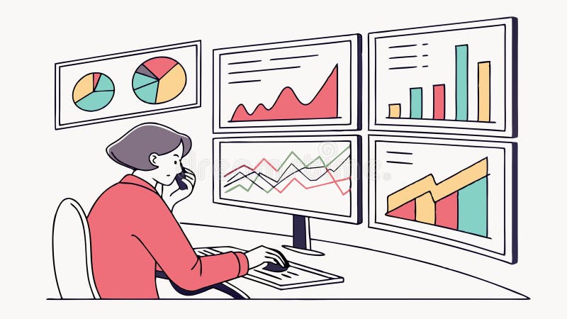 Analyst Working with Computer in Business. Management System To Make ...