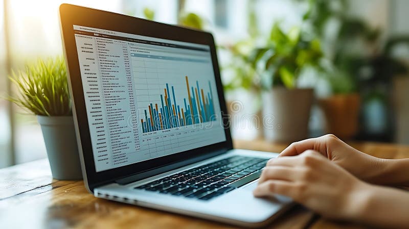 Analyst Working with Computer in Business. Management System To Make ...