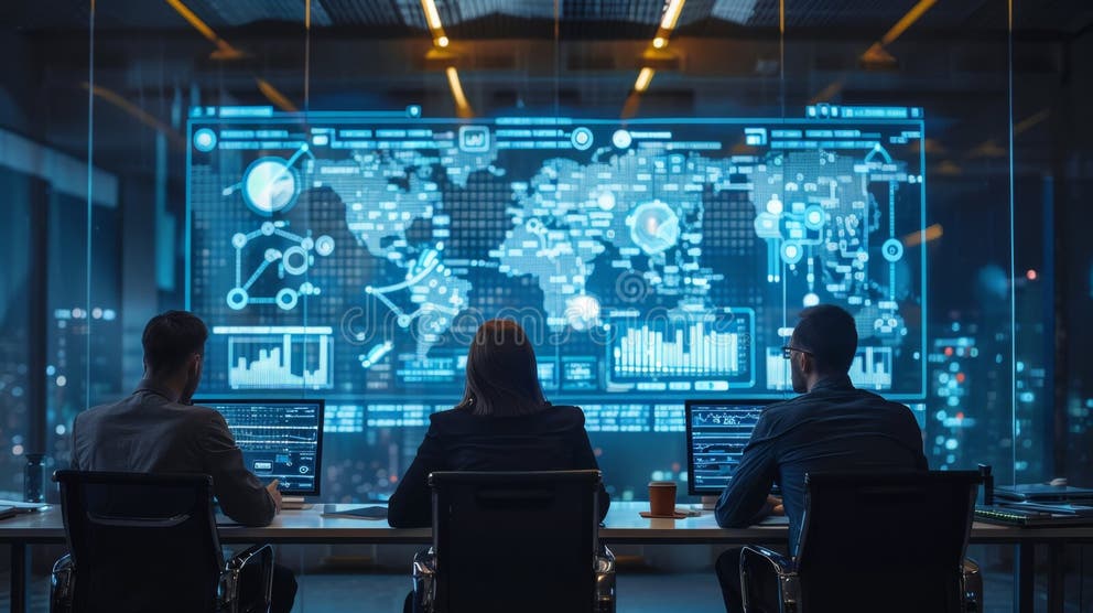 Data Analysts Collaborate in a Modern Office Environment Using Advanced ...