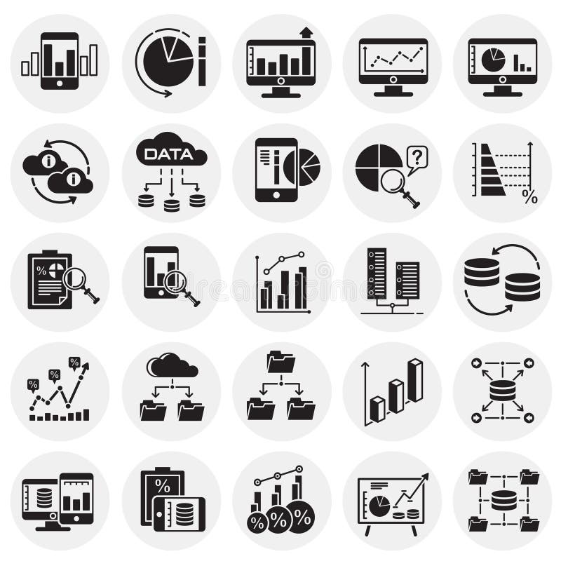 Data Analysys Icons Set on Circles Background for Graphic and Web ... Data Analysys Icons Set on Circles Background for Graphic and Web ...