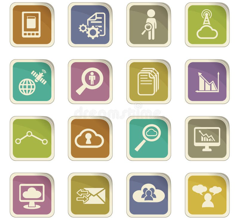 Data analytic icon set stock illustration. Illustration of magnifying ...