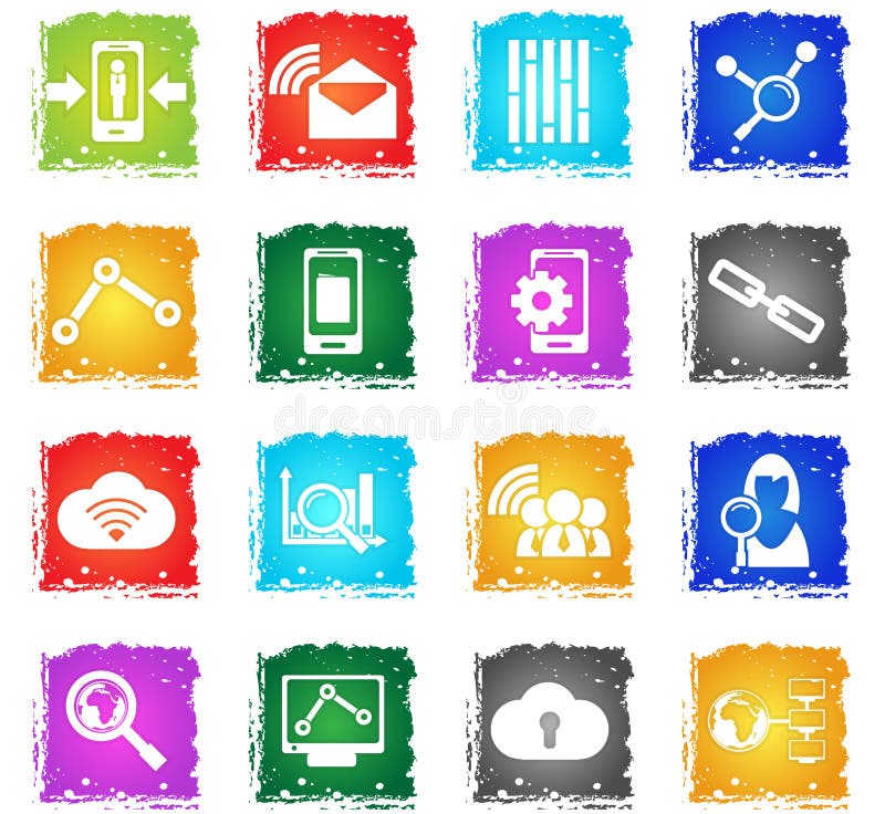 Data analytic icon set stock illustration. Illustration of magnifying ...