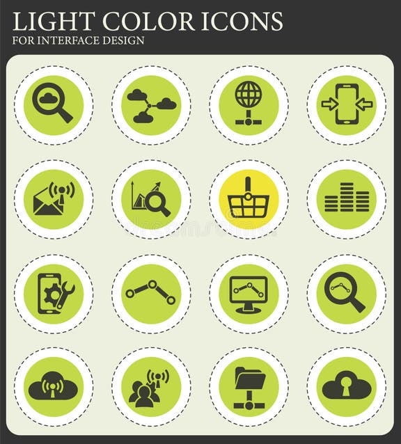 Data Analytic and Social Network Icon Set Stock Vector - Illustration of network, market: 154346345