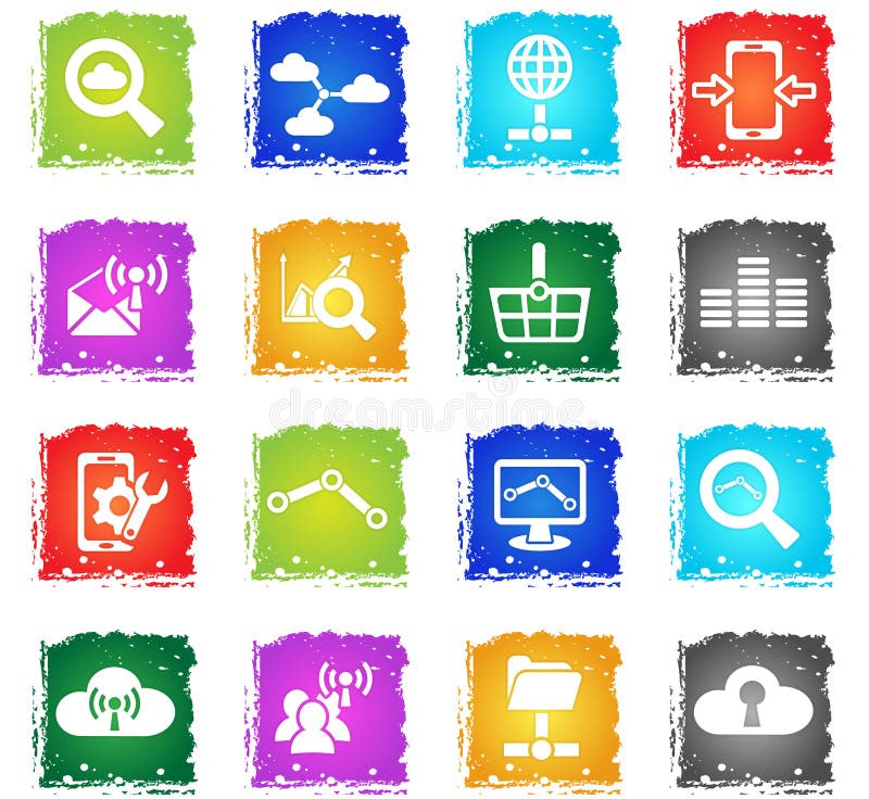 Data Analytic and Social Network Icon Set Stock Vector - Illustration ...